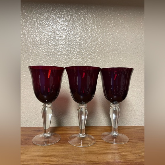 Dining | 3 Collectible Vintage Ruby Red Blown Glass Goblet 12oz | Poshmark